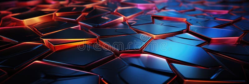 Abstract Pentagon Shape Blue Red Yellow Colours on Black Background ...