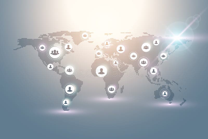 Abstract People Connection Technology Concept with Dotted World Globe ...