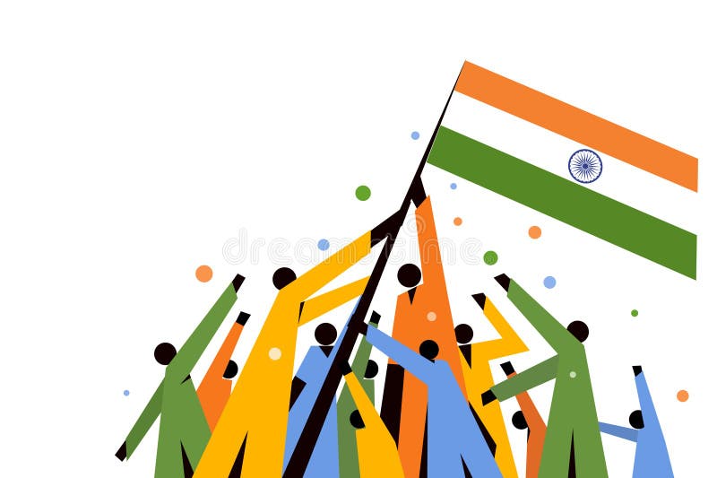 A Group of People Holding the Indian Tricolour Flag Together Stock ...