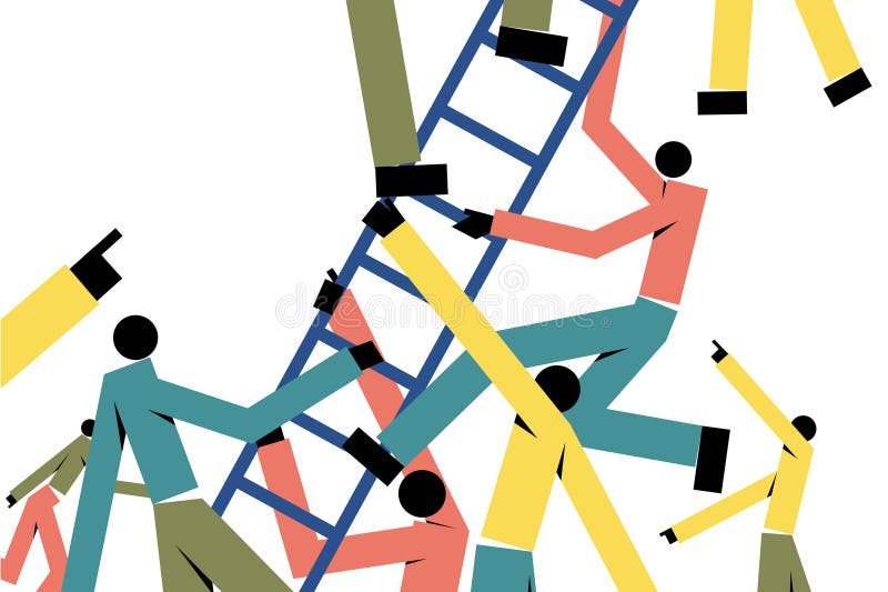 People Competing To Climb the Ladder To Move Up Stock Vector ...
