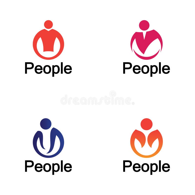Abstract People Logo. Circle Shape with Human Icon Isolated on White ...