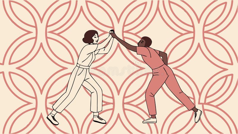 Abstract People Movement in Retro Pattern, Vector Design Generative AI ...