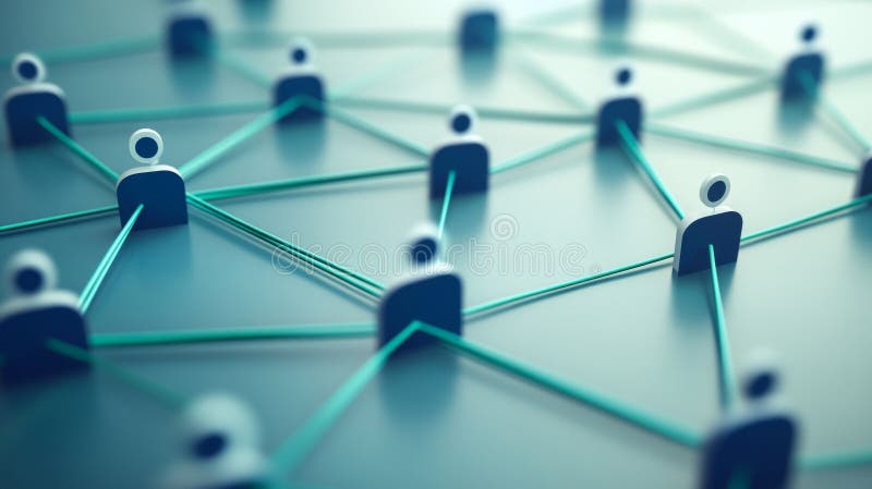 Abstract People Network Connections with Blue Lines on a Gray Surface ...