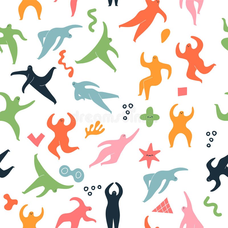 Abstract People Pattern. Various Stylized Forms Different Shapes Stock ...