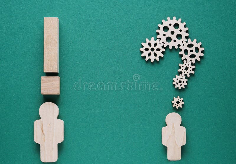Abstract People with a Question and Exclamation Marks. Problem and ...