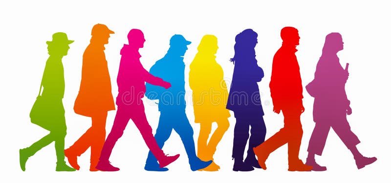 Abstract people walking stock illustration. Illustration of diversity ...