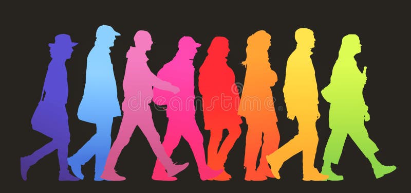 Abstract people walking stock illustration. Illustration of sign ...