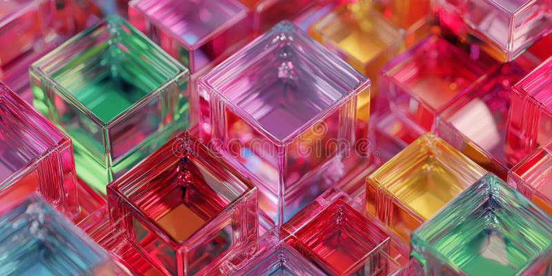 Abstract of Perfect Glossy Candy Cubes Arranged in Endless Isometric ...