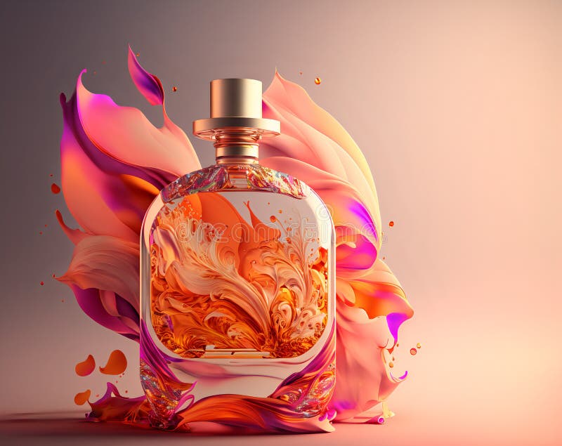 Abstract Perfume Packaging on a Light Background with Colorful Multi ...