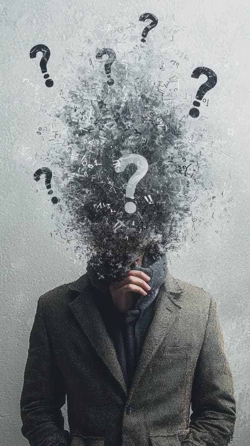 Abstract Person with Question Marks As Head Exploding Stock Image ...
