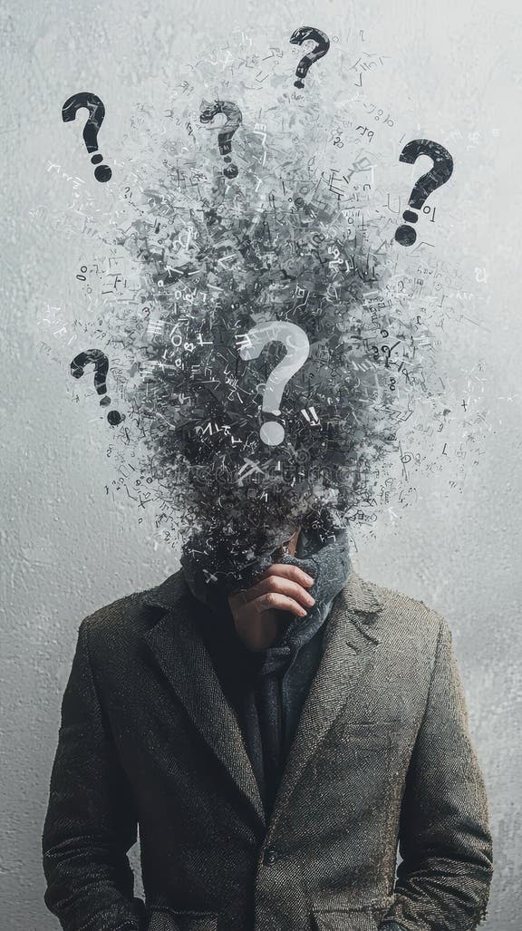 Abstract Person with Question Marks As Head Exploding Stock Image ...