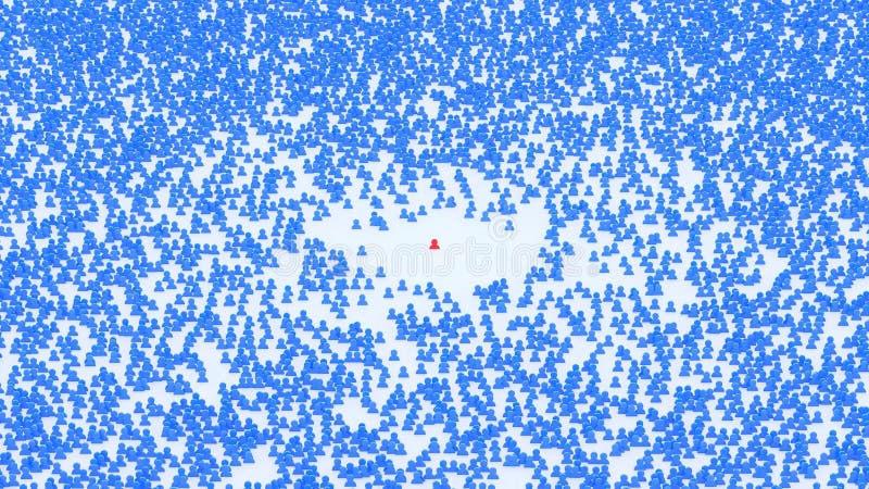 Abstract Person in Red is Standing in the Meddle of a Blue Crowd Stock ...