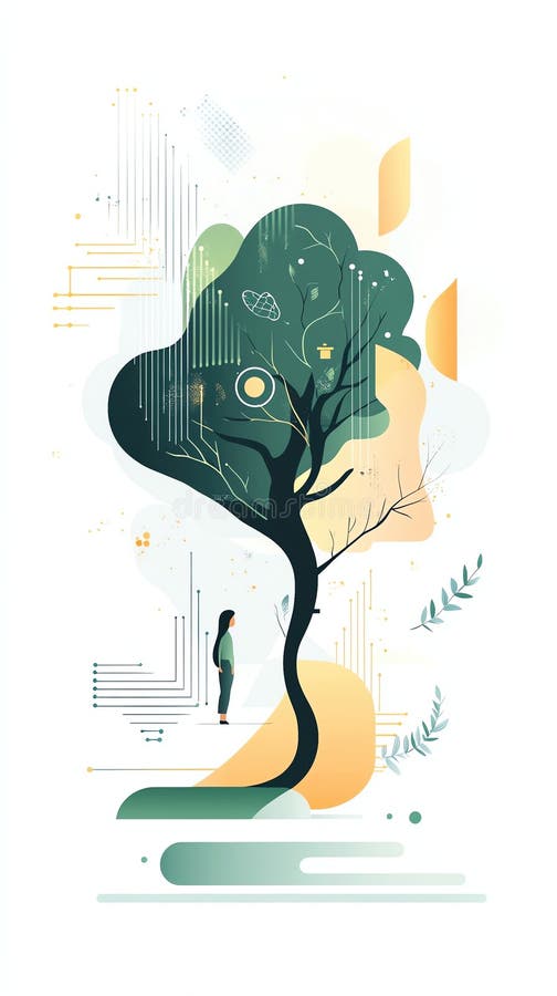 Abstract Personal Growth in Future Settings, a Person Planting a ...