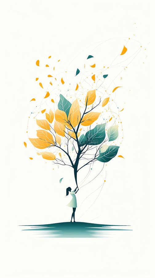 Abstract Personal Growth in Future Settings, a Person Planting a ...