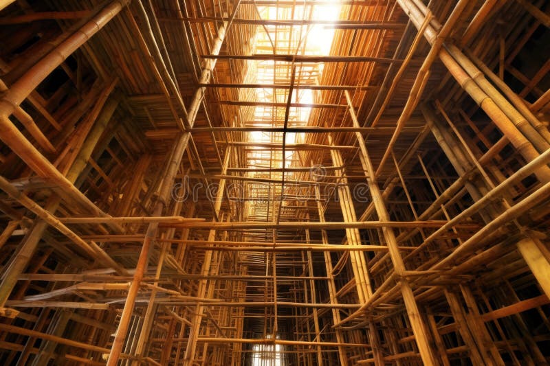 Abstract Perspective of Bamboo Scaffolding Structure Stock Illustration ...
