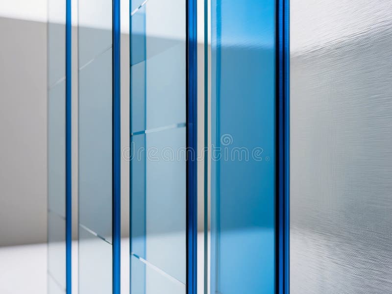 Abstract Perspective of Blue Glass Panels. Stock Illustration ...