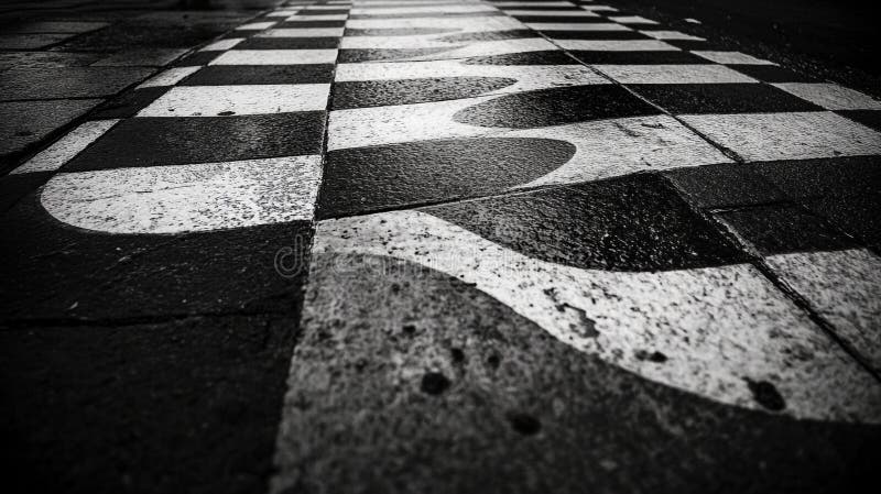 Abstract Perspective of a Checkerboard Pattern on a Wet Pavement at ...
