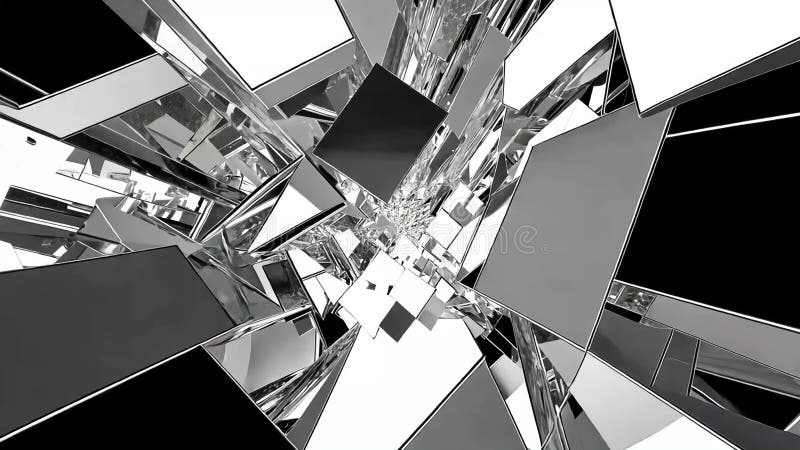 Abstract Perspective Geometric Shapes in Grayscale, Creating a Tunnel ...