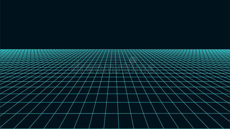 Abstract Perspective Green Grid. Wireframe Landscape. Vector ...