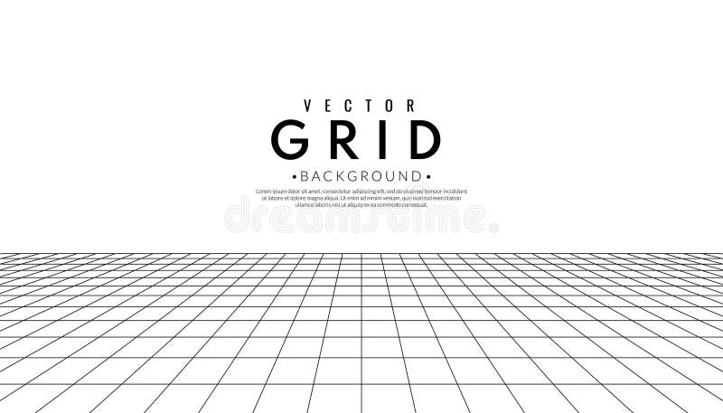 Abstract Perspective Grid on White Background. 3d Wireframe Room ...
