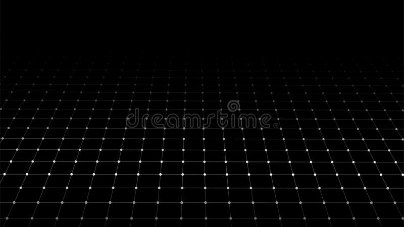 Abstract Perspective Black Grid. Wireframe Landscape. Vector ...