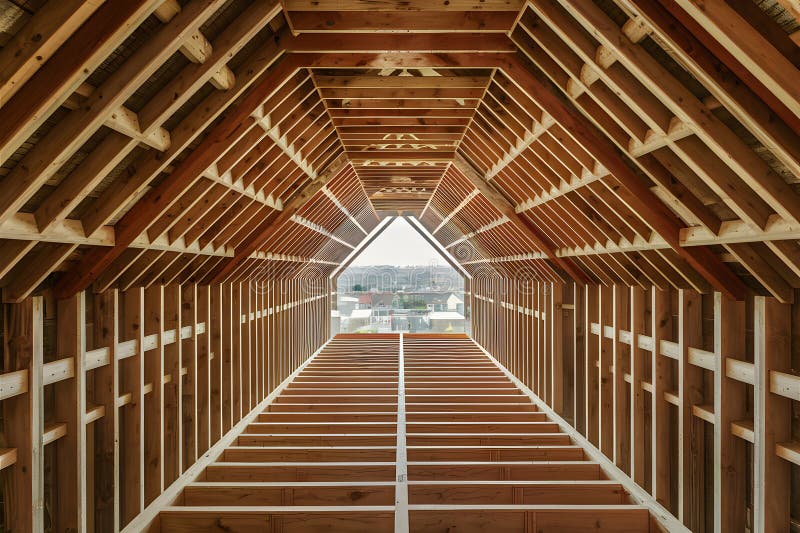 Abstract Perspective of House Wood Construction Framing in Photo Stock ...