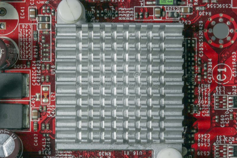 Macro Detail Computer Motherboard Hardware in Red Stock Image - Image ...