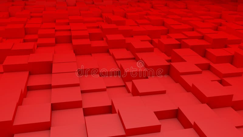 Abstract Perspective Modern Architecture 3D Background with Red Cubes ...