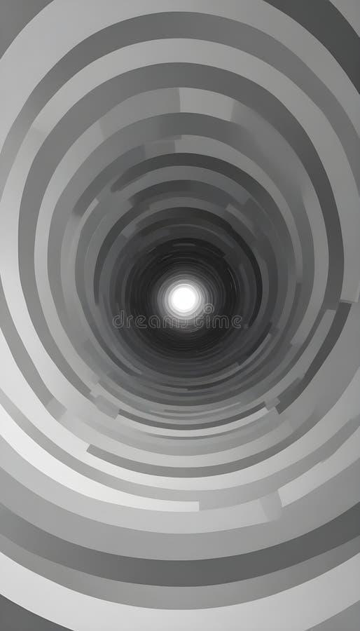 A Grayscale Tunnel with Repeating Circular Patterns, Leading To a ...