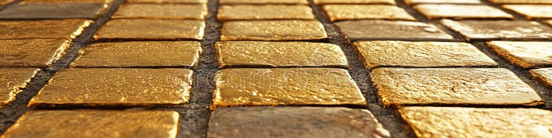 Abstract Perspective View Golden Shiny Square Tile Surface with ...