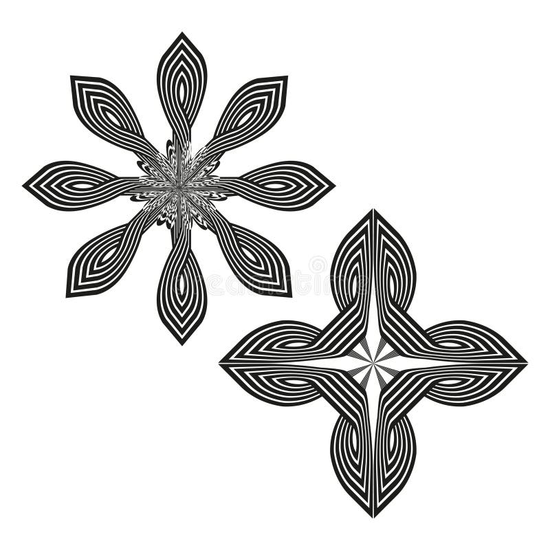 Abstract Petals Shape. Optical Flower Illusion. Black White Vector ...