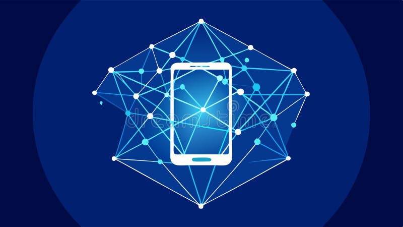 Abstract Phone Icon from Lines and Triangles, Point Connecting Network ...