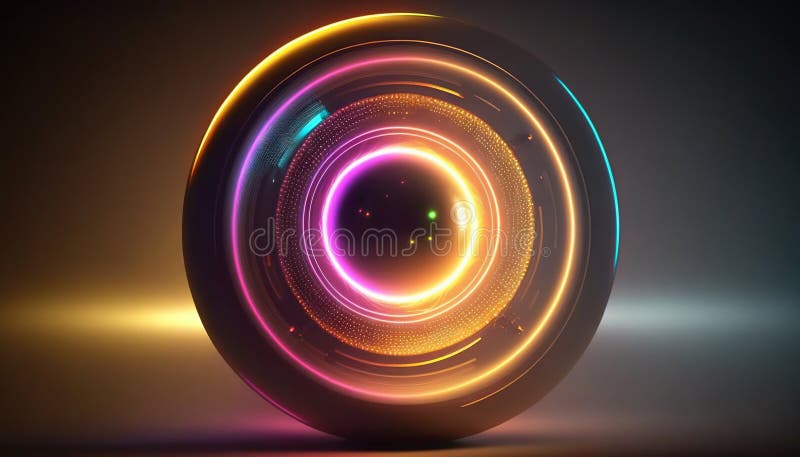 An Abstract Photo of a Circular Object with Neon Lights in the Center ...