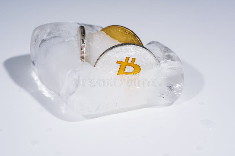 Abstract Photo of Cryptocurrency. Frozen Coins in Ice Stock Image ...