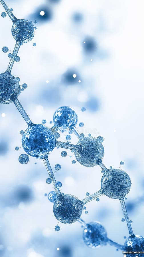 Abstract Photo of Dynamic Blue Molecular Structures. Complex ...
