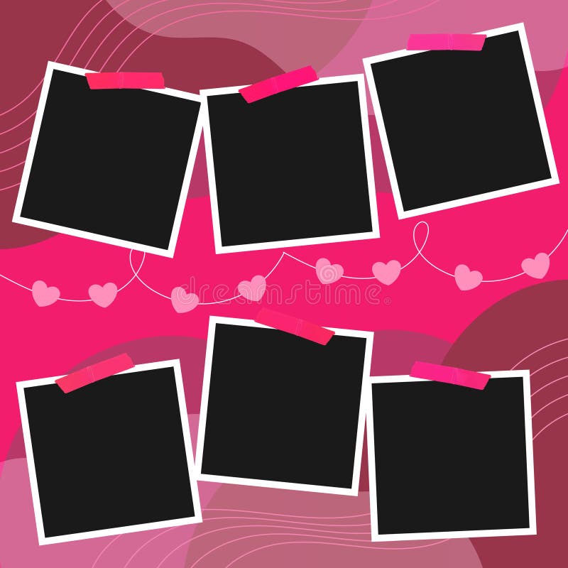 Abstract 6 Photo Frames Collage Art Template Background Design Stock ...