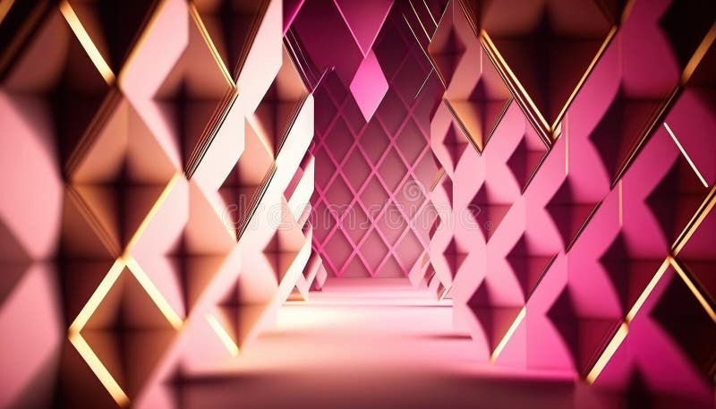 An Abstract Photo of a Pink and Gold Geometric Pattern with a Light at ...