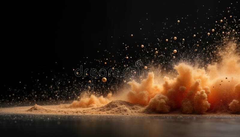 Abstract Photo of Sand Explosion on Black Background. Sand Particles ...