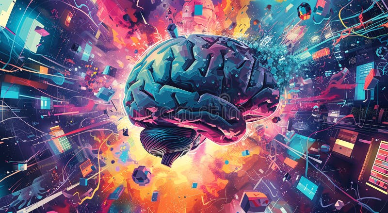 An Abstract Photograph of the Brain in a Science Fiction Space Stock ...