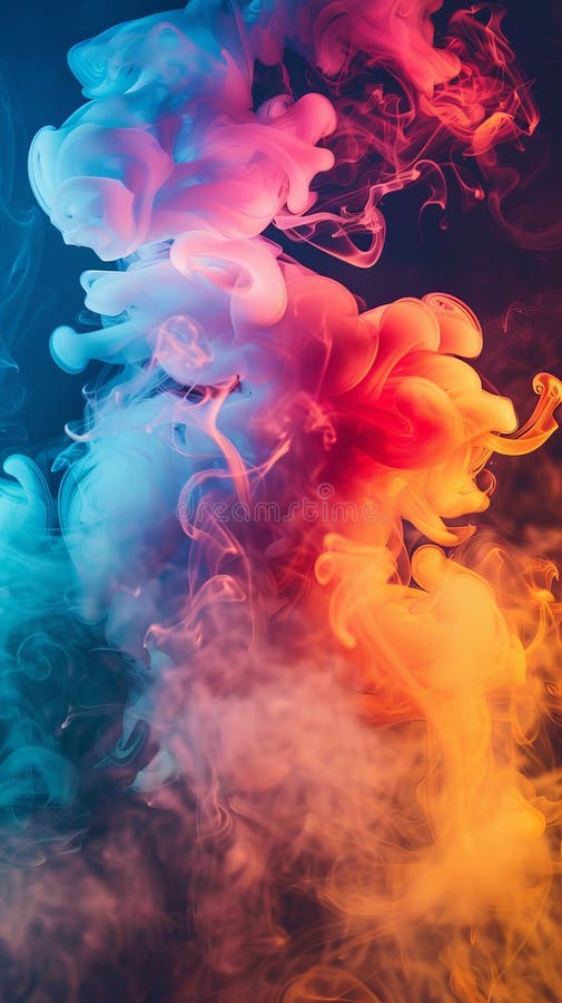 Abstract Photography of Vibrant Colored Smoke Swirling and Mixing in a ...