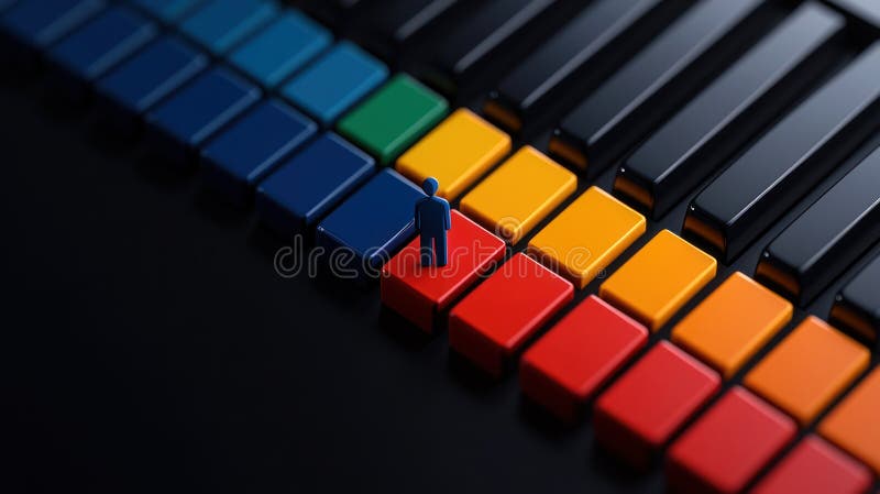 Abstract Piano Keys Background with Gradient Stripes and Geometric ...