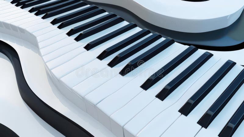 Abstract Piano Keys Flowing in a Wave Pattern, Dynamic 3D Music ...
