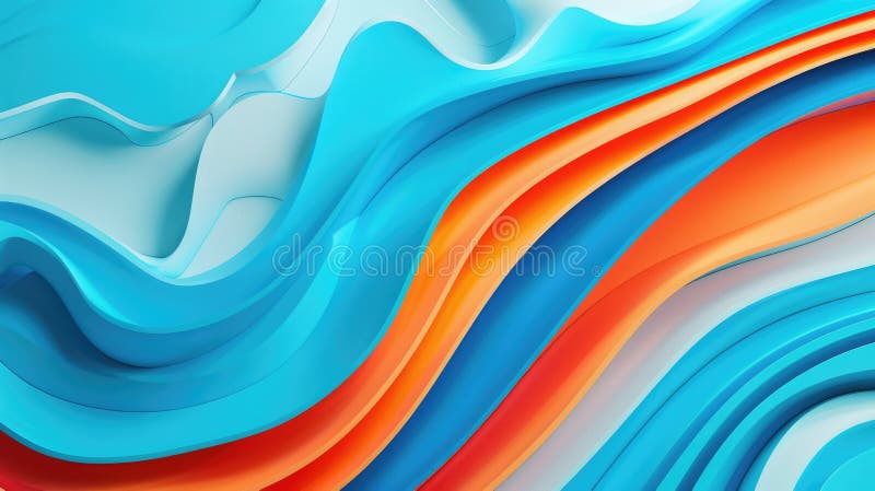 Abstract Blue and Orange Shape Repetitive Pattern Geometry in ...