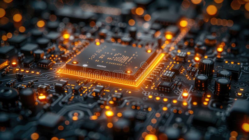 Abstract Picture of Chip on Complex Circuit with Digital Technology ...
