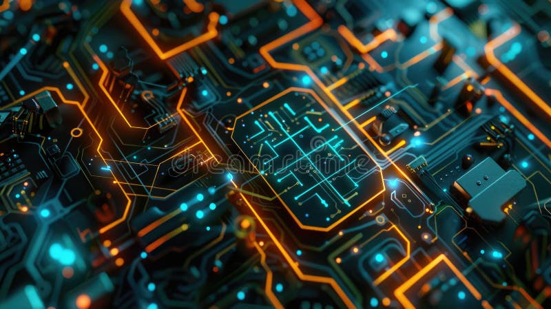 Abstract Picture of Chip on Complex Circuit with Digital Technology ...