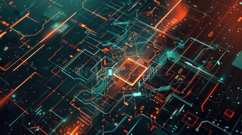 Abstract Picture of Chip on Complex Circuit with Digital Technology ...