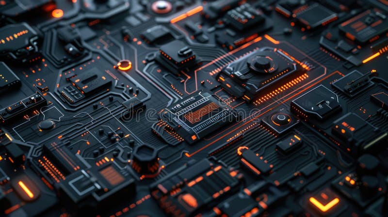 Abstract Picture of Chip on Complex Circuit with Digital Technology ...