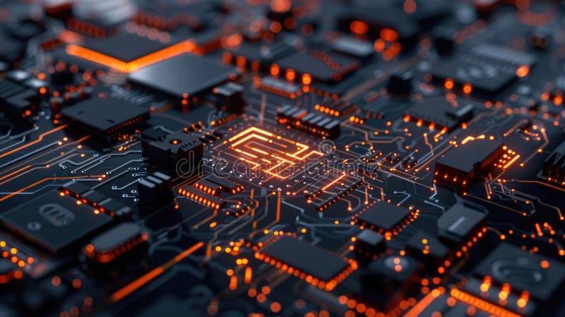 Abstract Picture of Chip on Complex Circuit with Digital Technology ...