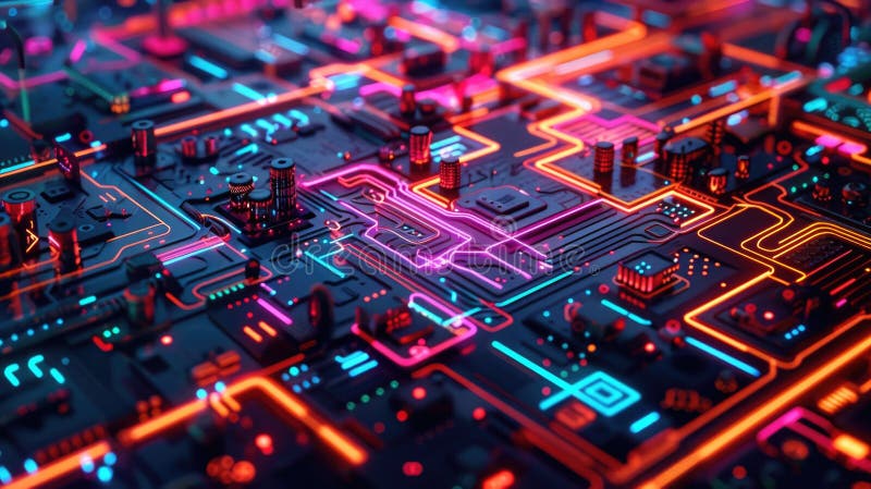 Abstract Picture of Chip on Complex Circuit with Digital Technology ...
