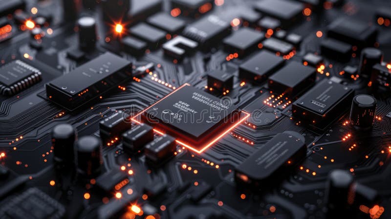 Abstract Picture of Chip on Complex Circuit with Digital Technology ...